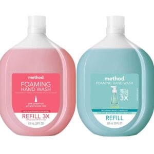 Method Foaming Hand Soap Refill Variety Pack, Pink Grapefruit, Waterfall, 28 Fl Oz each, 2 CT