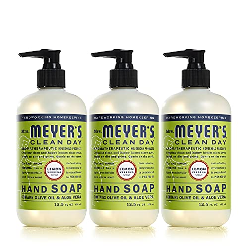 Mrs. Meyer's Clean Day Liquid Hand Soap, Cruelty-Free, and Biodegradable Hand Wash Made with Essential Oils, Lemon Verbena Scent, 12.5 Oz (Pack of 3)