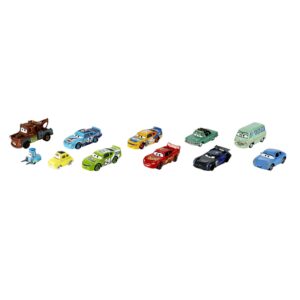 Mattel Disney and Pixar Cars Set of 10 Die-Cast Mini Racers Vehicles, Collectible Set of 1:55 Scale Toy Cars Inspired by Movies