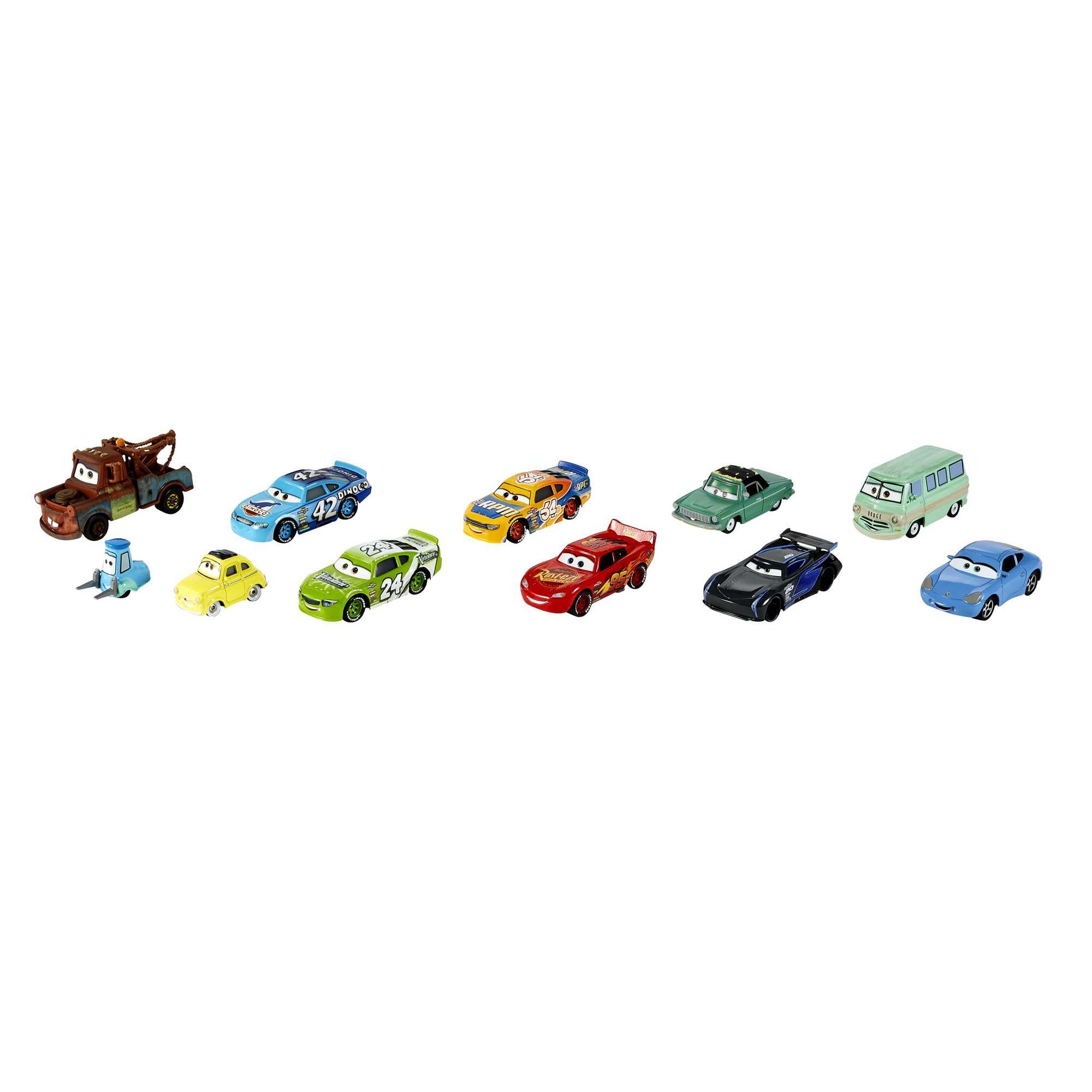 Mattel Disney and Pixar Cars Set of 10 Die-Cast Mini Racers Vehicles, Collectible Set of 1:55 Scale Toy Cars Inspired by Movies