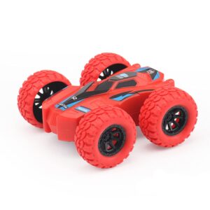 Nenrte Pull Back Cars Double-Sided Friction Powered Vehicles Flips Shockproof Inertia Cars Pull Cars for Boys Girls Toddler Birthday Gift Age 3+ Years Old(4PCS)