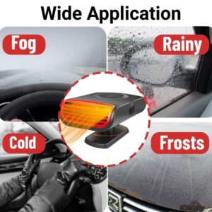 Portable Car Heater 12V Demister Defroster 200W Anti-Fog Automobile Heater Warmer and Defroster 2 in 1 Heating Cooling Function Heaters Winter Kits for Cars SUV