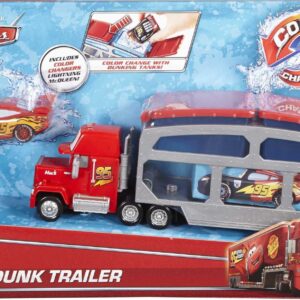 Mattel Disney and Pixar Cars Mack Toy Truck & Lightning McQueen Color-Change Car, Dip & Dunk Trailer with 2 Levels & 2 Water Tanks