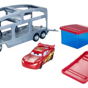 Mattel Disney and Pixar Cars Mack Toy Truck & Lightning McQueen Color-Change Car, Dip & Dunk Trailer with 2 Levels & 2 Water Tanks