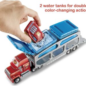 Mattel Disney and Pixar Cars Mack Toy Truck & Lightning McQueen Color-Change Car, Dip & Dunk Trailer with 2 Levels & 2 Water Tanks