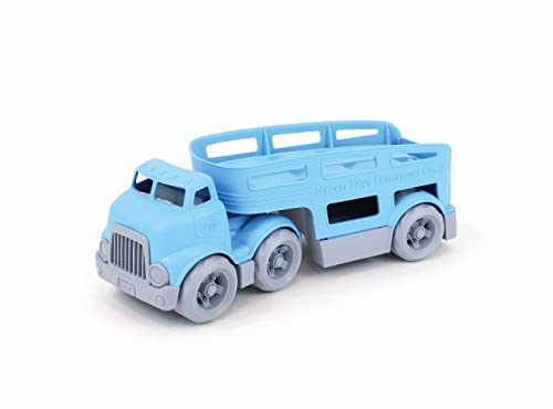 Green Toys Car Carrier, Blue - Pretend Play, Motor Skills, Kids Toy Vehicle. No BPA, phthalates, PVC. Dishwasher Safe, Recycled Plastic, Made in USA (4 Piece Set)