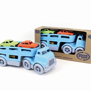 Green Toys Car Carrier, Blue - Pretend Play, Motor Skills, Kids Toy Vehicle. No BPA, phthalates, PVC. Dishwasher Safe, Recycled Plastic, Made in USA (4 Piece Set)