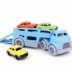 Green Toys Car Carrier, Blue - Pretend Play, Motor Skills, Kids Toy Vehicle. No BPA, phthalates, PVC. Dishwasher Safe, Recycled Plastic, Made in USA (4 Piece Set)