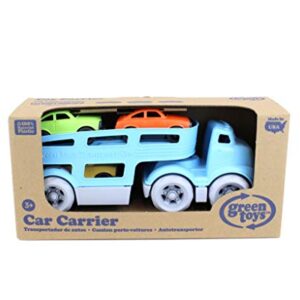 Green Toys Car Carrier, Blue - Pretend Play, Motor Skills, Kids Toy Vehicle. No BPA, phthalates, PVC. Dishwasher Safe, Recycled Plastic, Made in USA (4 Piece Set)