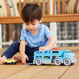 Green Toys Car Carrier, Blue - Pretend Play, Motor Skills, Kids Toy Vehicle. No BPA, phthalates, PVC. Dishwasher Safe, Recycled Plastic, Made in USA (4 Piece Set)