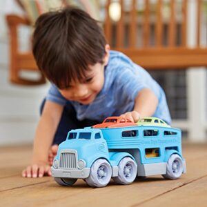 Green Toys Car Carrier, Blue - Pretend Play, Motor Skills, Kids Toy Vehicle. No BPA, phthalates, PVC. Dishwasher Safe, Recycled Plastic, Made in USA (4 Piece Set)