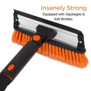 Snow MOOver 39" Extendable Snow Brush with Detachable Ice Scraper | 11" Wide Squeegee & Bristle Head | Lightweight Aluminum Body with Ergonomic Grip | No Scratch Winter Cleaning Tool for Cars & SUVs