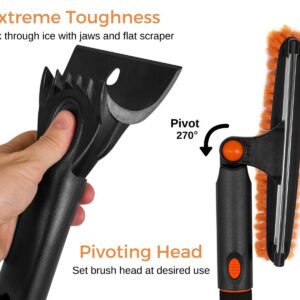 Snow MOOver 39" Extendable Snow Brush with Detachable Ice Scraper | 11" Wide Squeegee & Bristle Head | Lightweight Aluminum Body with Ergonomic Grip | No Scratch Winter Cleaning Tool for Cars & SUVs