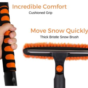 Snow MOOver 39" Extendable Snow Brush with Detachable Ice Scraper | 11" Wide Squeegee & Bristle Head | Lightweight Aluminum Body with Ergonomic Grip | No Scratch Winter Cleaning Tool for Cars & SUVs