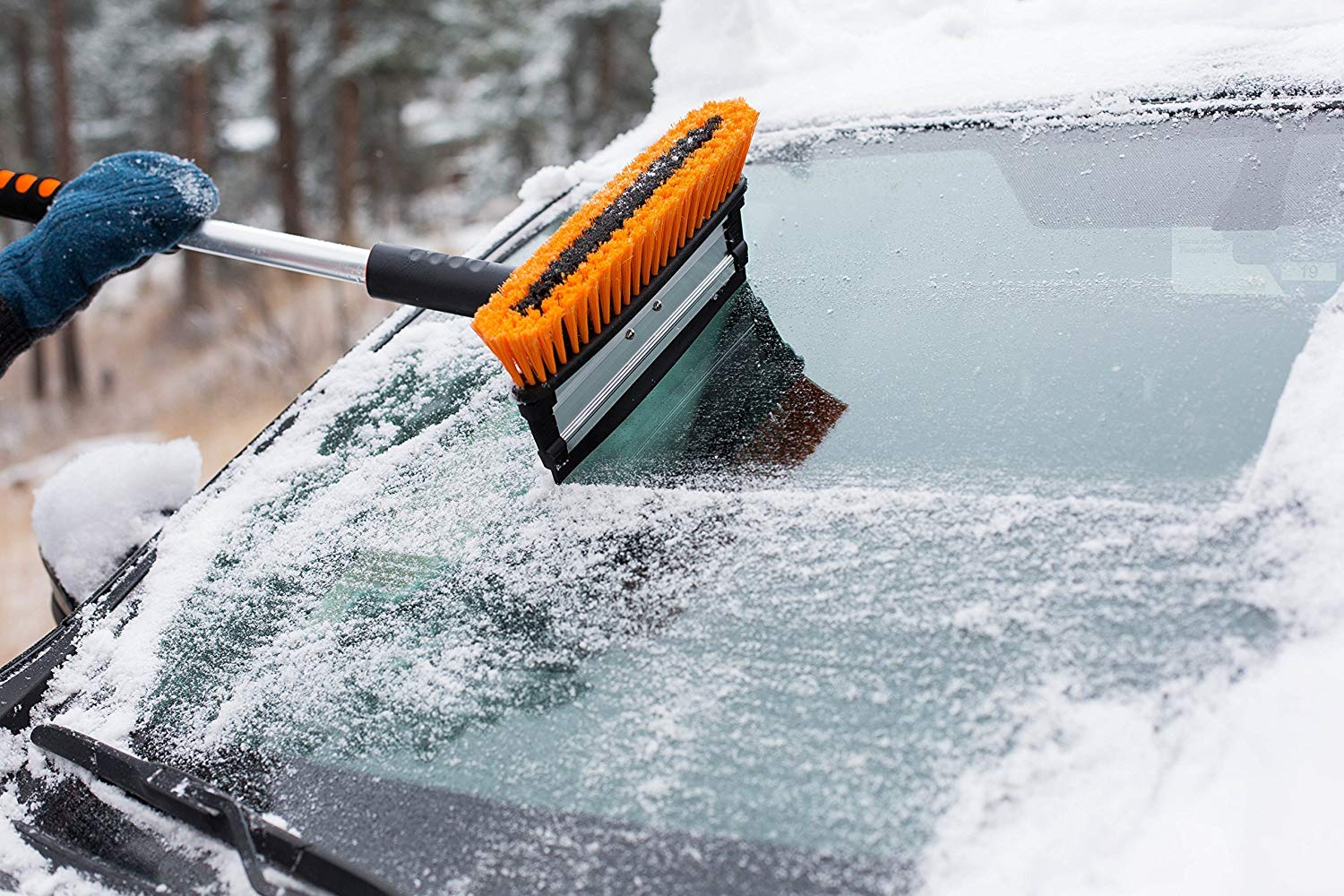 Snow MOOver 39" Extendable Snow Brush with Detachable Ice Scraper | 11" Wide Squeegee & Bristle Head | Lightweight Aluminum Body with Ergonomic Grip | No Scratch Winter Cleaning Tool for Cars & SUVs