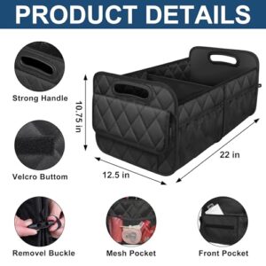 Deosk Car Trunk Organizer for SUV, Car Organizers and Storage with 6 Pocket, Car Accessories for Women/Men 50LWaterproof Polyester Trunk Organizer, Black