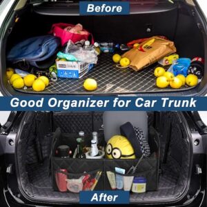 Deosk Car Trunk Organizer for SUV, Car Organizers and Storage with 6 Pocket, Car Accessories for Women/Men 50LWaterproof Polyester Trunk Organizer, Black