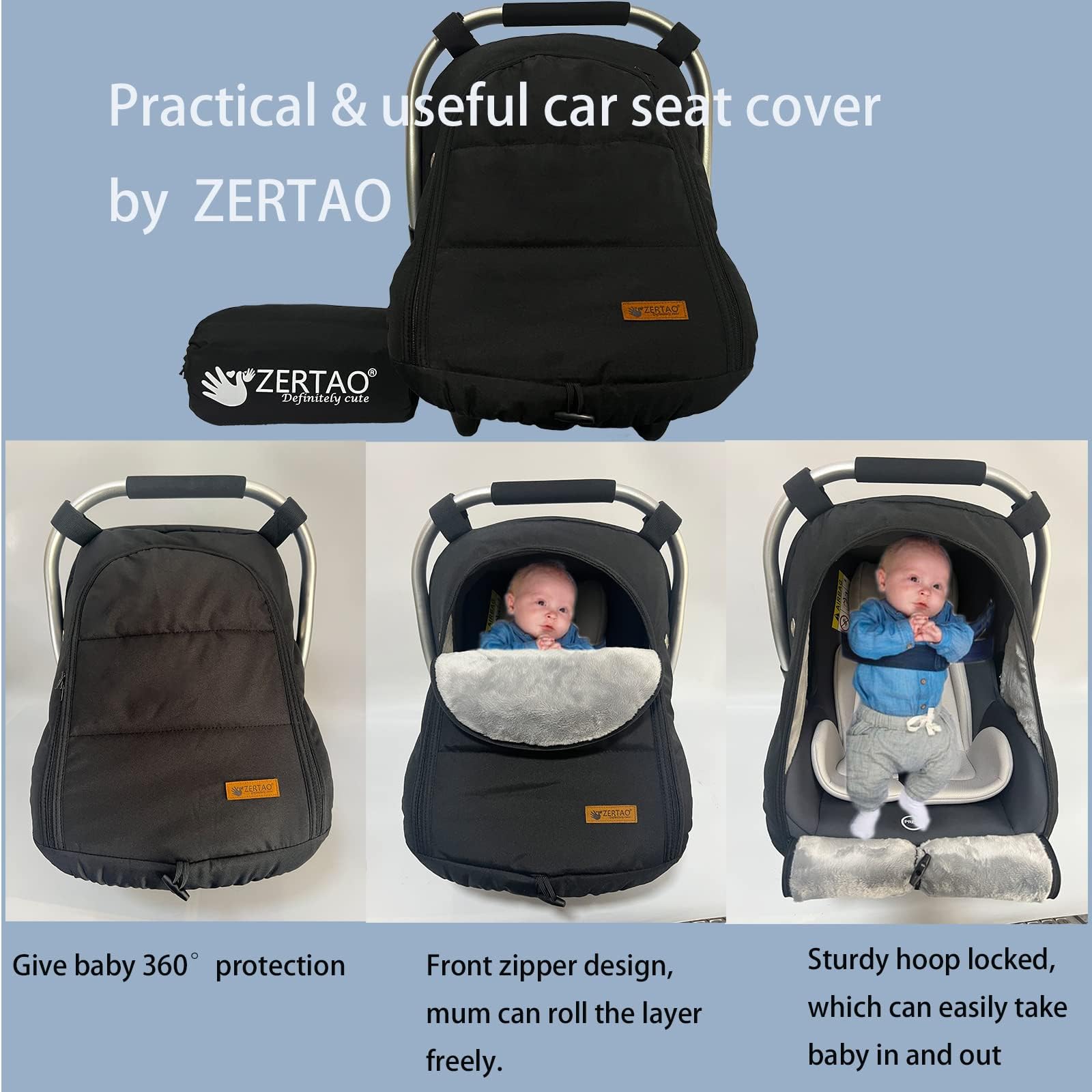 Car Seat Cover for Babies Winter - Baby Car Seat Covers Universal Cold Weather Shield,Warm and Cozy Carseat Covers Canopy Water Resistant for Baby Protection Car Seat Covers for Infant Car Seat