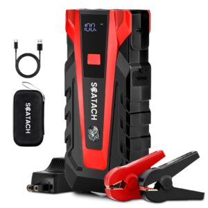 scatach 011 3000a car battery jump starter,12v jump starter battery pack (up to 9.0l gasoline and 7.0l diesel engine), portable jump box with 3 modes flashlight and jumper cable