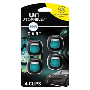 febreze unstopables car odor-fighting car freshener vent clip fresh scent, 07 oz. car vent clip, pack of 4