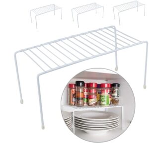 evelots wire rack cabinet shelf organizer set of 4 white kitchen organization, bathroom cabinet organizer, food pantry organization and storage shelves