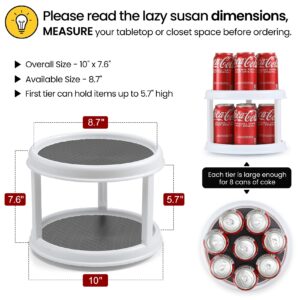 2 Tier 10-Inch Turntable Lazy Susan Spice Organizer - Rotating Rack Spinner for Table Top, Pantry, Medicine Cabinet Organization Storage - Kitchen, Fridge, Bathroom, Vanity Makeup Organizing