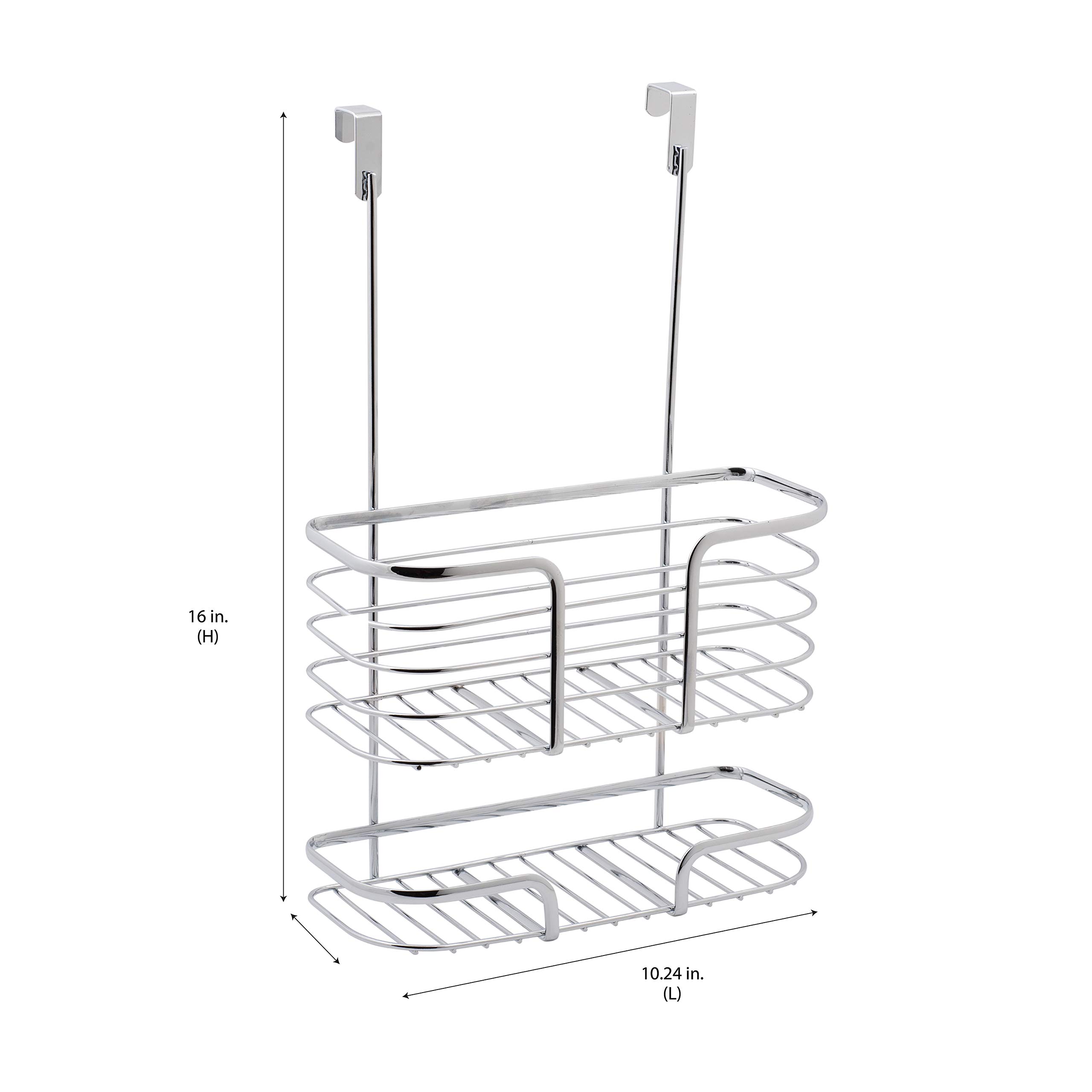 Kitchen Details Chrome 2 Tier Over The Cabinet Organizer | Single Basket | Door Hanging Storage | Bathroom | Kitchen