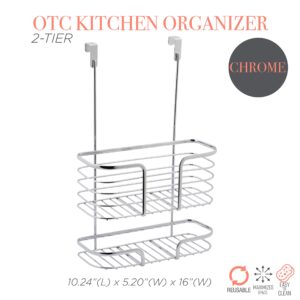 Kitchen Details Chrome 2 Tier Over The Cabinet Organizer | Single Basket | Door Hanging Storage | Bathroom | Kitchen