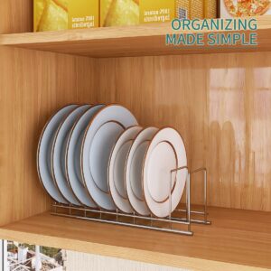 PINNIYOU Pot Lid Organizer, 2 Pack Kitchen Plate Pot Lid Rack Holder Rest, Storage Cutting Boards, Bakeware, Pots & Pans Serving Trays, Reusable Containers in Cabinet Pantry, USU201, Silver