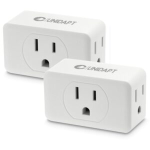 unidapt multi plug outlet extender, 3 outlet wall adapter, multiple outlet splitter, grounded wall tap power plug expander for cruise ship home office dorm essentials, 2-pack