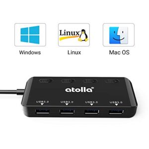 USB 3.0 Hub Splitter - USB Extender 4 Port USB Ultra Slim Data Hub with Individual Power Switch and LED