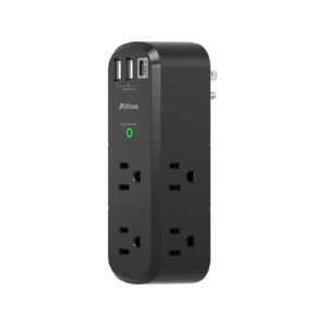 usb outlet extender surge protector - with rotating plug, 1800 joules, 6 ac multi outlet and 3 usb ports (1 usb c), 3-sided swivel power strip with spaced splitter for home, office, travel