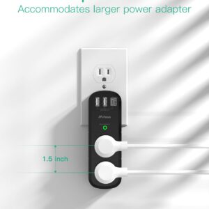 USB Outlet Extender Surge Protector - with Rotating Plug, 1800 Joules, 6 AC Multi Outlet and 3 USB Ports (1 USB C), 3-Sided Swivel Power Strip with Spaced Splitter for Home, Office, Travel