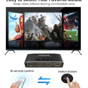 HDMI Switch 3 in 1 Out 4K UHD HDMI Switcher Splitter, Automatic Switch with Remote Metal HDMI Switch Box Hub Support 4K 30Hz 3D 1080P HDCP1.4 for PS5 PS4 Xbox DVD Player Fire Stick Apple TV PC