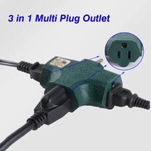 Aniai 3 Outlet Adapter [UL Listed] 3 Way Outlet Splitter - 3 T-Shaped Adapter Outdoor Power Splitter Grounded Wall Tap Adapter Heavy Duty (4, green)