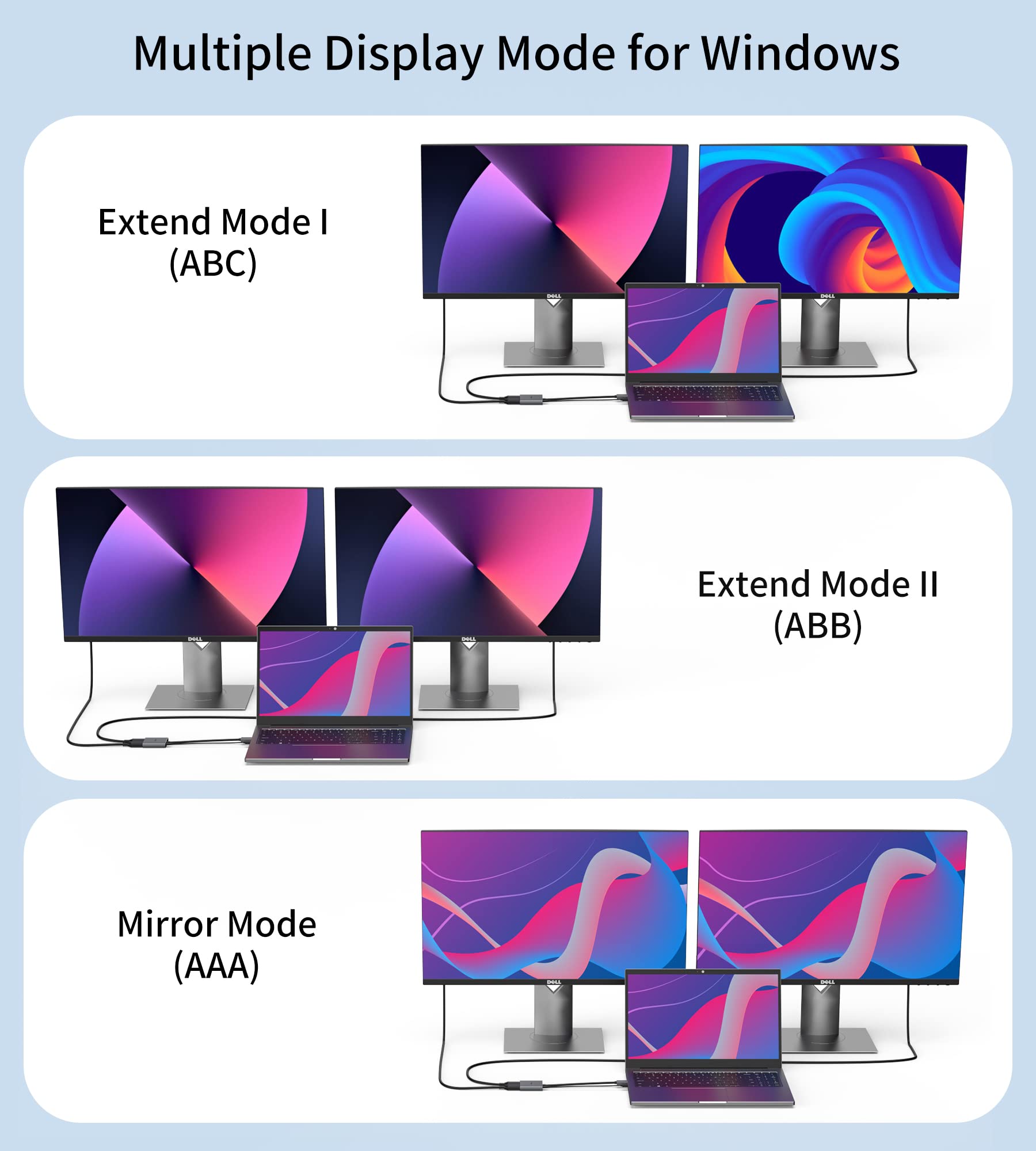 fairikabe DisplayPort to Dual DisplayPort Splitter Adapter 4K60Hz for Dual Monitor Display, MST Display Port Adapter Extend Display 1 in 2 Out, DisplayPort Hub for Desktop PC Laptop