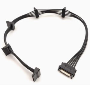 ohkikome sata power splitter cable 19.7 in (500 mm) - 15 pin sata 1 male to 5 female power splitter adapter cable powers up to 5 hdd, ssd, optical drives (1, black)