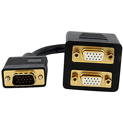 StarTech.com 1 ft. VGA to VGA Splitter Cable - M/F Dual Monitor Video Cable Splitter (VGASPL1VV) Black