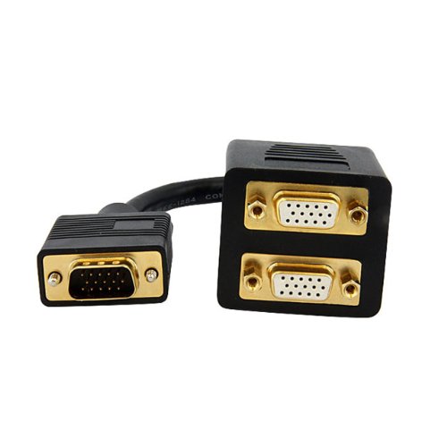 StarTech.com 1 ft. VGA to VGA Splitter Cable - M/F Dual Monitor Video Cable Splitter (VGASPL1VV) Black