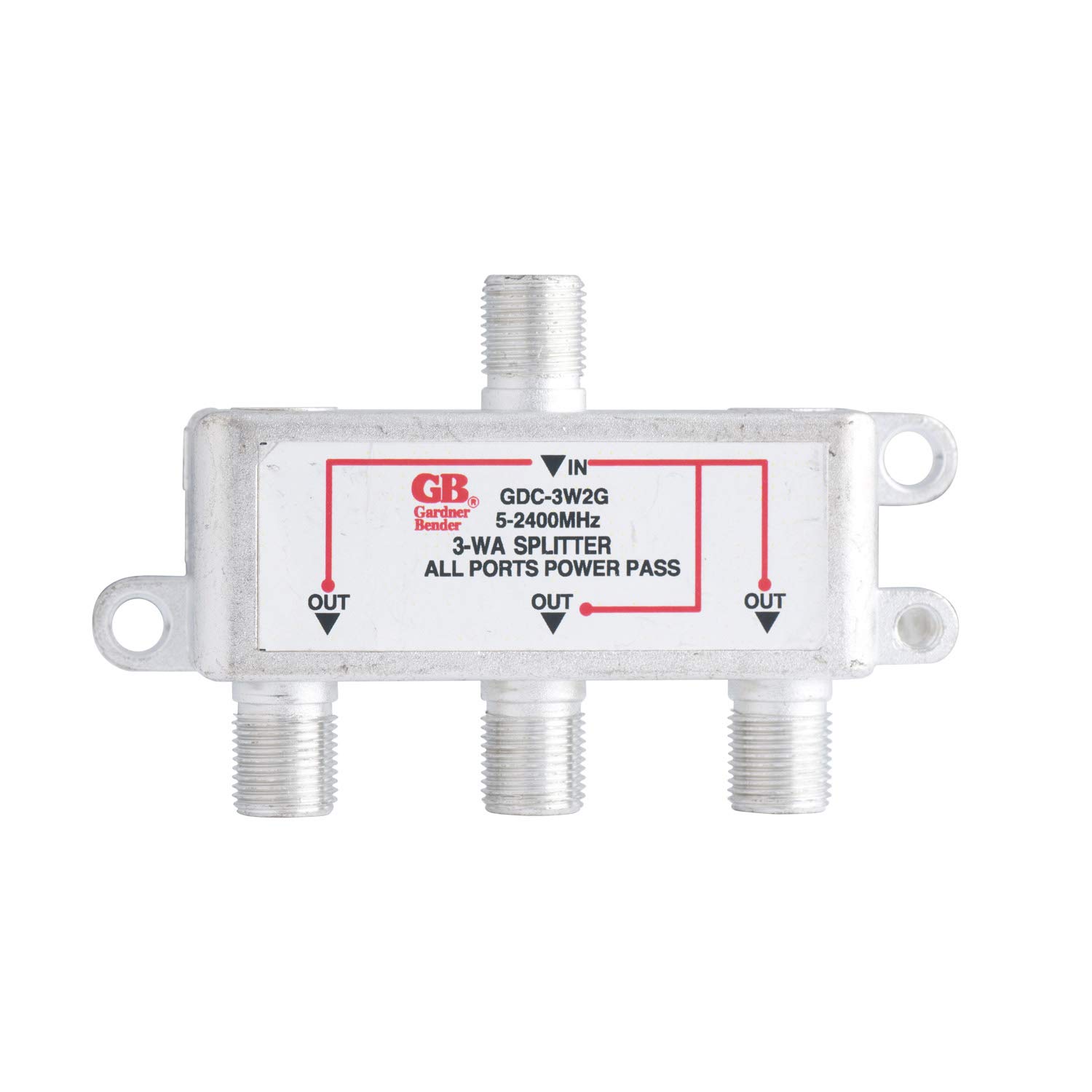 Gardner Bender GDC-3W2G Splitter Satellite & Digital TV 5Mhz-2.3Ghz 3-Way, 5 Piece