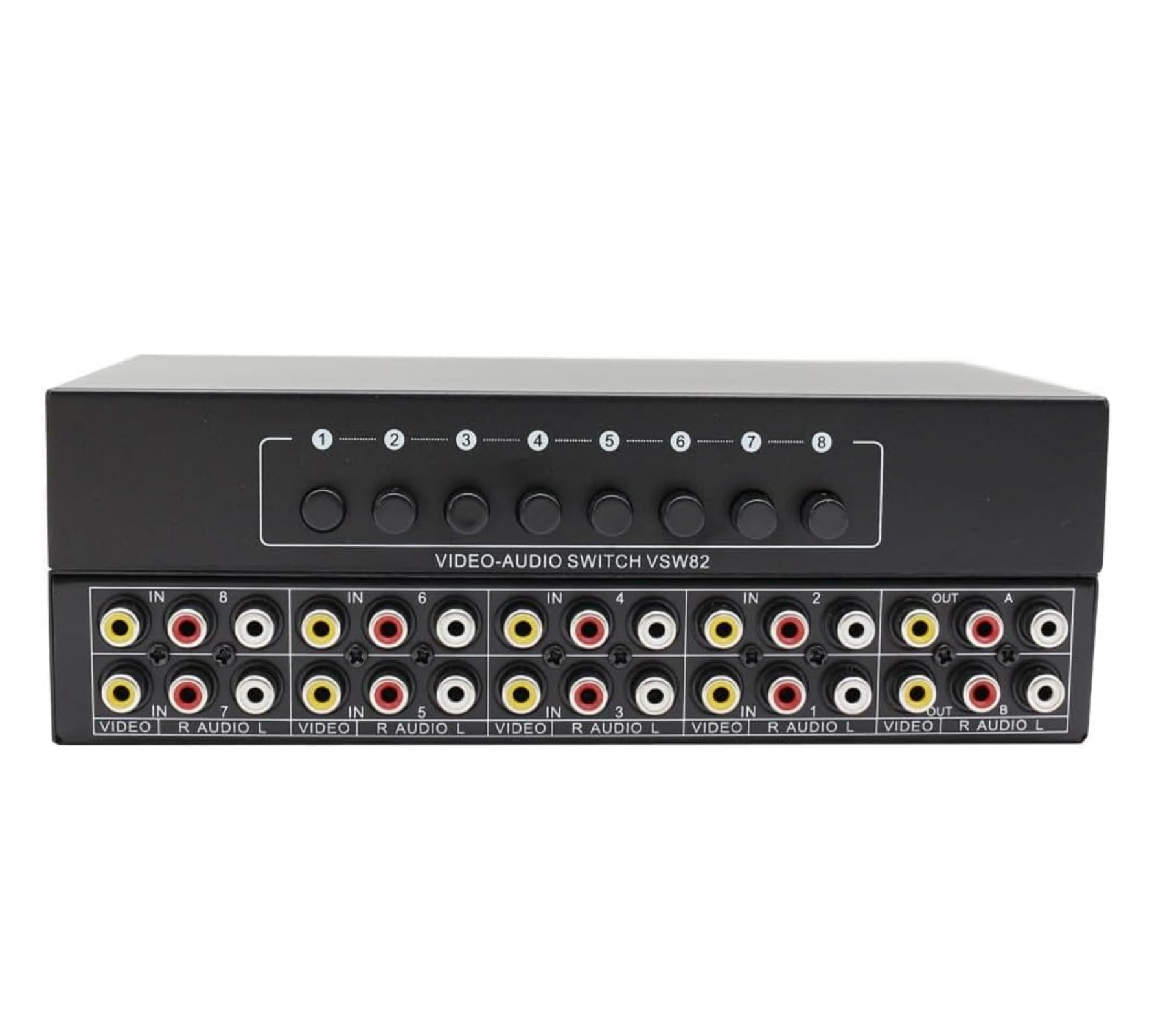 Suckoo 8 Port 3RCA AV Audio Video Switcher Splitter 8 in 2 Out 4 in 2 Out DVD Player Game Console TV Box External 2 Way TV Monitor Projector Composite AV switcher Switch Box