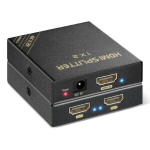 hbavlink 4k hdmi splitter 1 in 2 out 60hz- hdcp 2.2/2.3 bypass, hdr, dolby atmos/dts5.1/7.1 - compatible with ps5/ps4/ps3, apple tv, xbox, cable box, roku stick, etc.