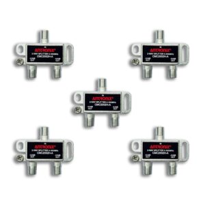 antronix cmc2002h 2-way- (5) pack - horizontal splitter (2) -3.5db ports 5-1002 mhz high performance profession quality for coax cable tv & internet factory sealed with screws