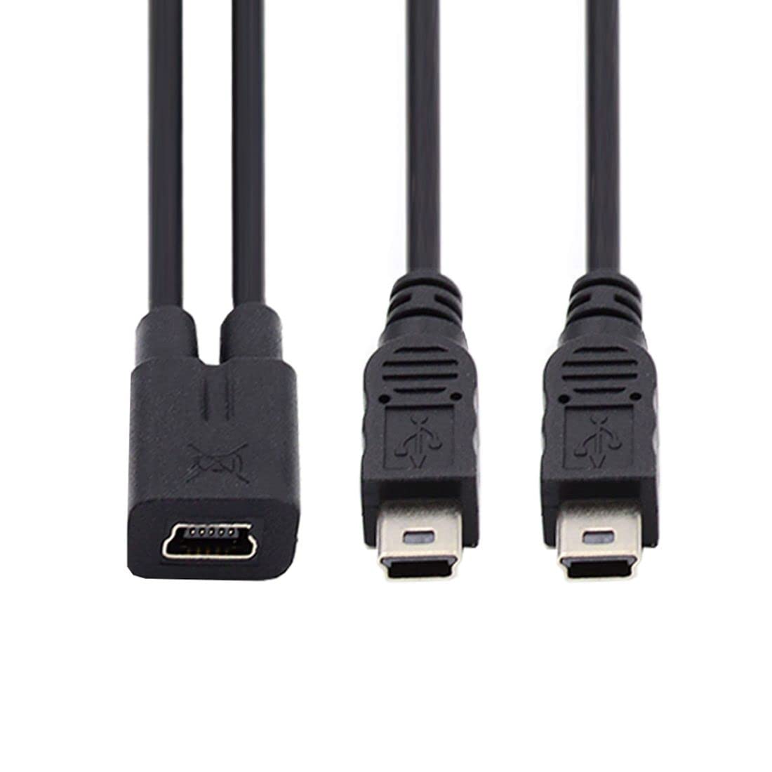 chenyang Mini USB Female 1 to 2 Mini USB Male Splitter Extension Charge Cable