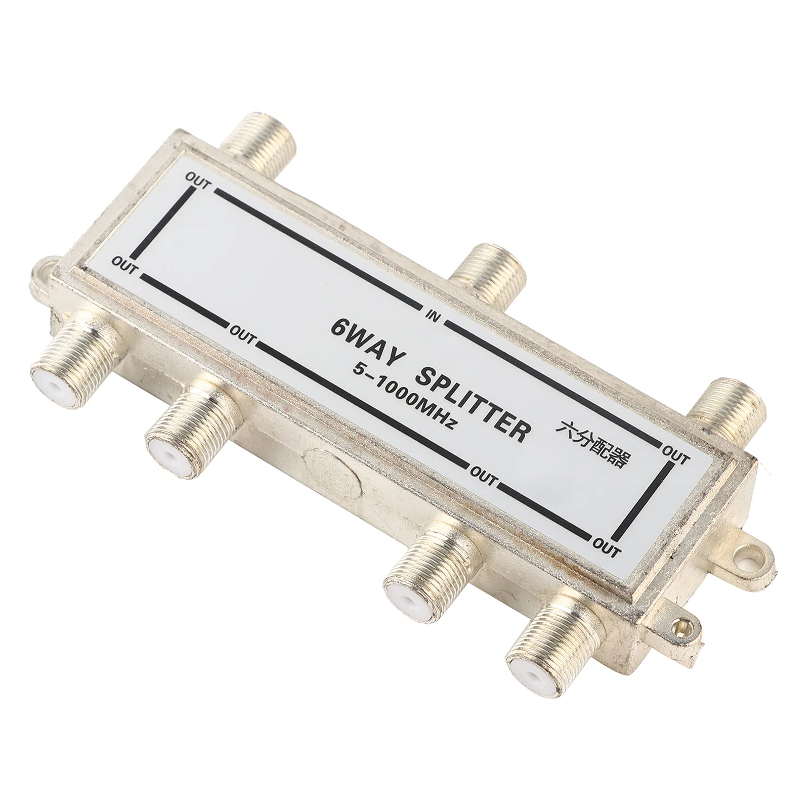 Restokki 6 Way Coaxial Cable Splitter 5-1000MHz, Cable Splitter Work with CATV, Satellite TV,Antenna System and MoCA Configurations