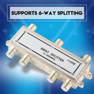 Restokki 6 Way Coaxial Cable Splitter 5-1000MHz, Cable Splitter Work with CATV, Satellite TV,Antenna System and MoCA Configurations