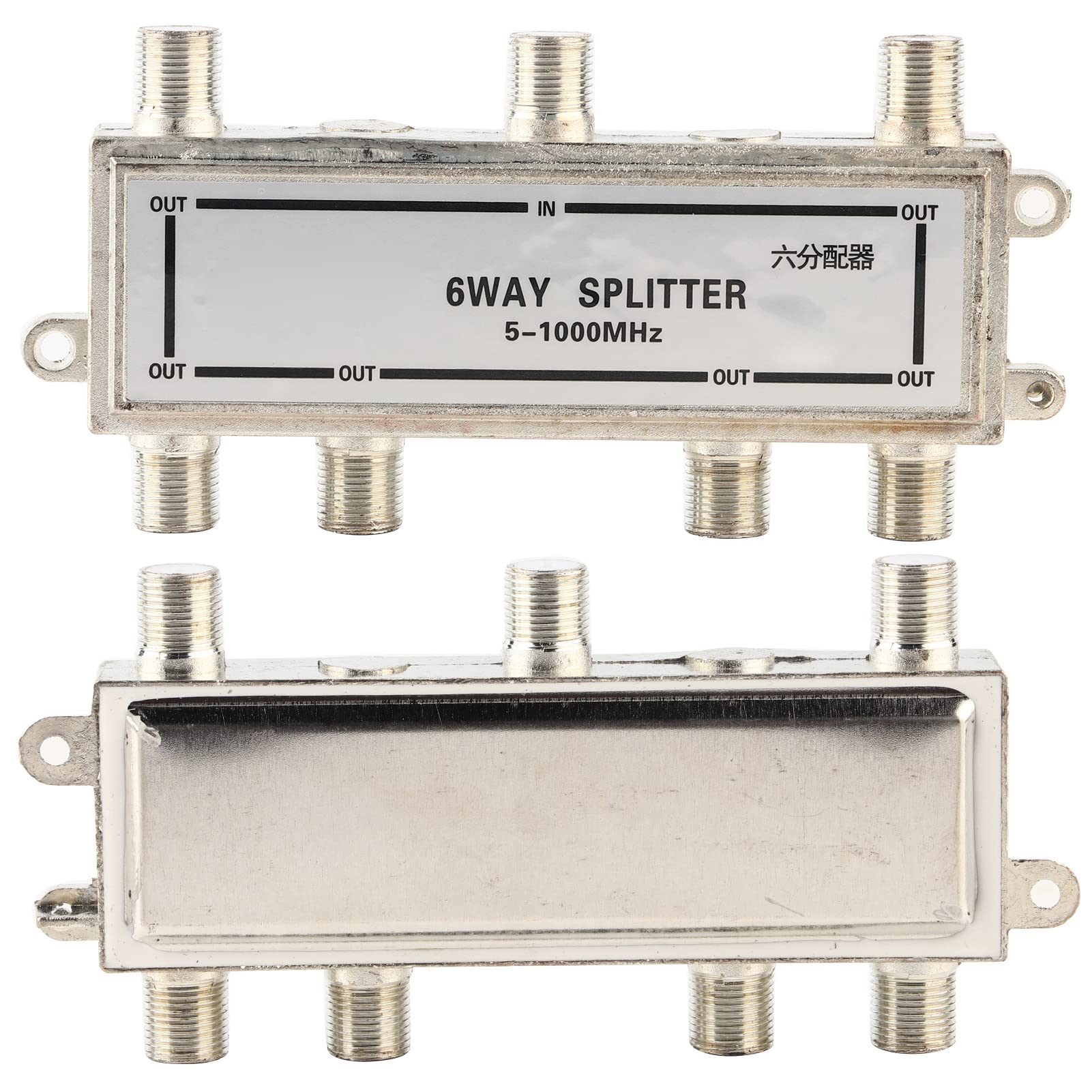 Restokki 6 Way Coaxial Cable Splitter 5-1000MHz, Cable Splitter Work with CATV, Satellite TV,Antenna System and MoCA Configurations