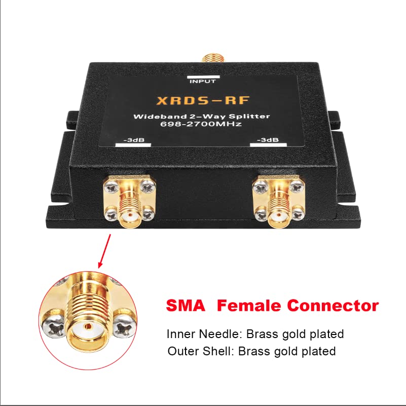 Wide-Band 2 Way Splitter-3dB SMA Female-50 Ohm Cellular Signal Splitter for 4G/LTE System by XRDS-RF