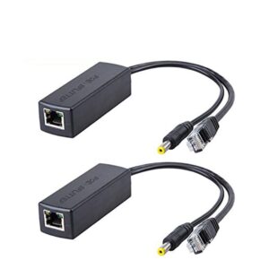 10gtek poe splitter cable 100mb/s 155mb/s, 802.3at/af, 48v to 12v (pse chip inside), 100 meters link (2-pack)