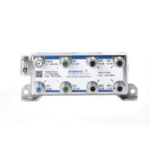 amphenol ipgh3m4-vf infinity premise docsis passive 3 x hybrid + 4 x moca ports splitter